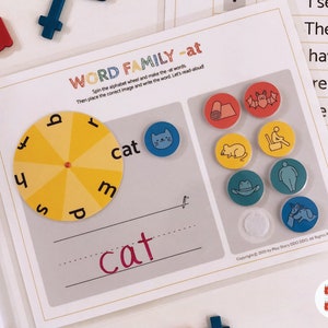 Word Family -at, CVC Reading Game, Beginning Phonics Activity, Learning ...
