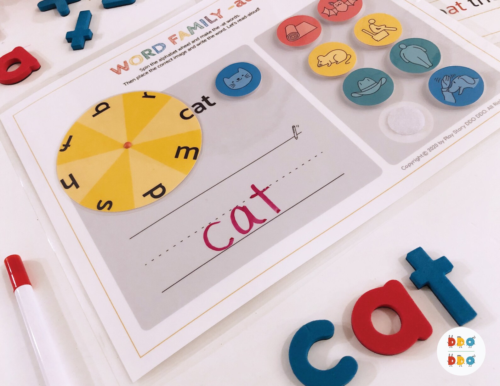 Word Family at, CVC Reading Game, Beginning Phonics Activity, Learning ...