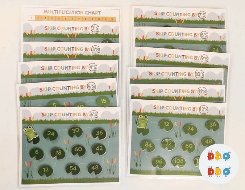 Skip Counting 2-12s, Multiplication Chart, Counting Mats, Learning ...