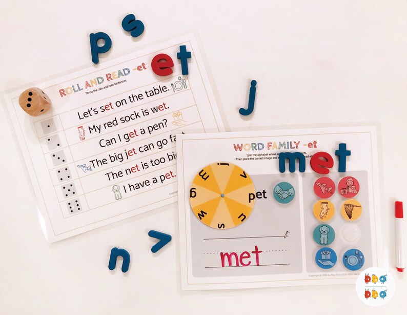 Word Family -et, CVC Reading Game, Beginning Phonics Activity, Learning ...
