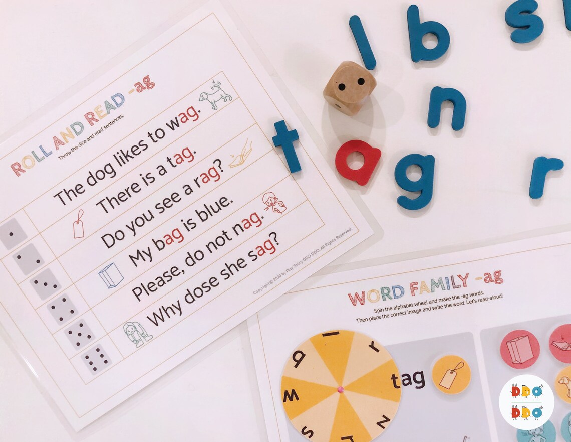 Word Family -ag, CVC Reading Game, Beginning Phonics Activity, Learning ...