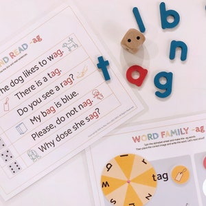 Word Family -ag, CVC Reading Game, Beginning Phonics Activity, Learning ...