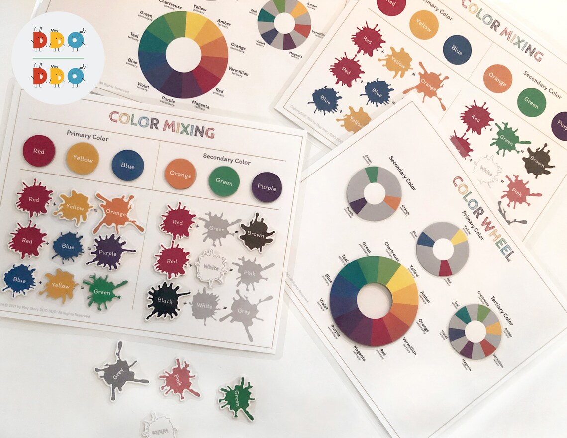 Color Mixing Guide, Color Wheel, Kids Art, Printable Color Chart Poster ...