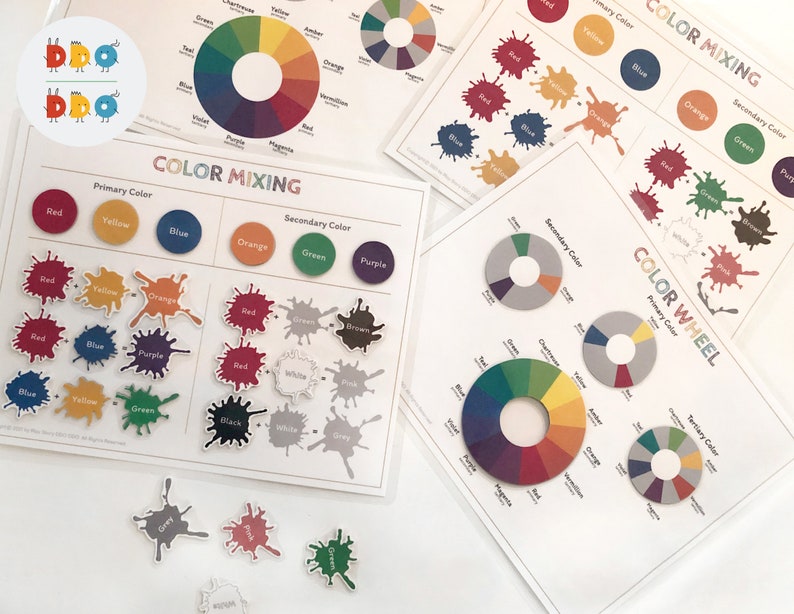 Color Mixing Guide, Color Wheel, Kids Art, Printable Color Chart Poster ...