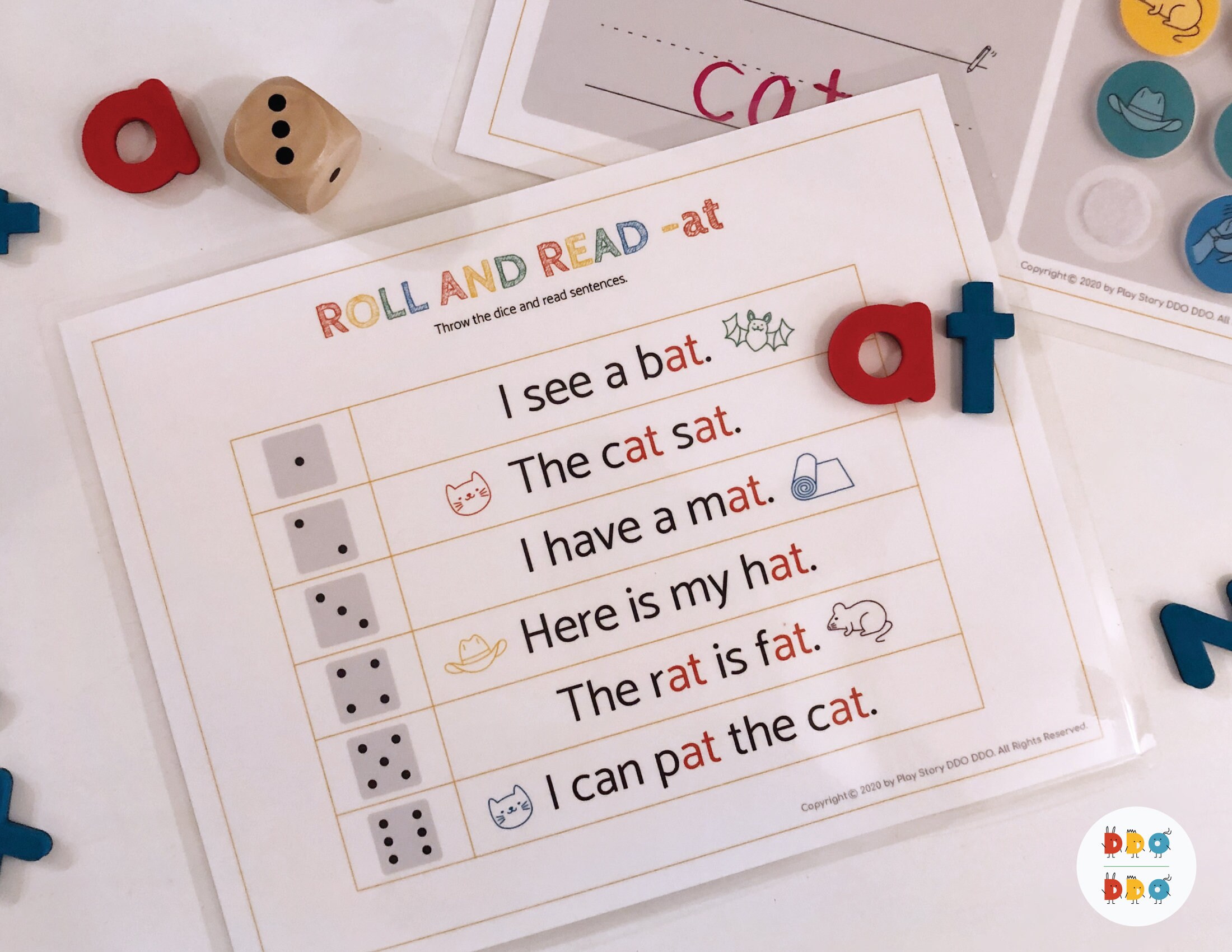 Word Family -at, CVC Reading Game, Beginning Phonics Activity, Learning ...