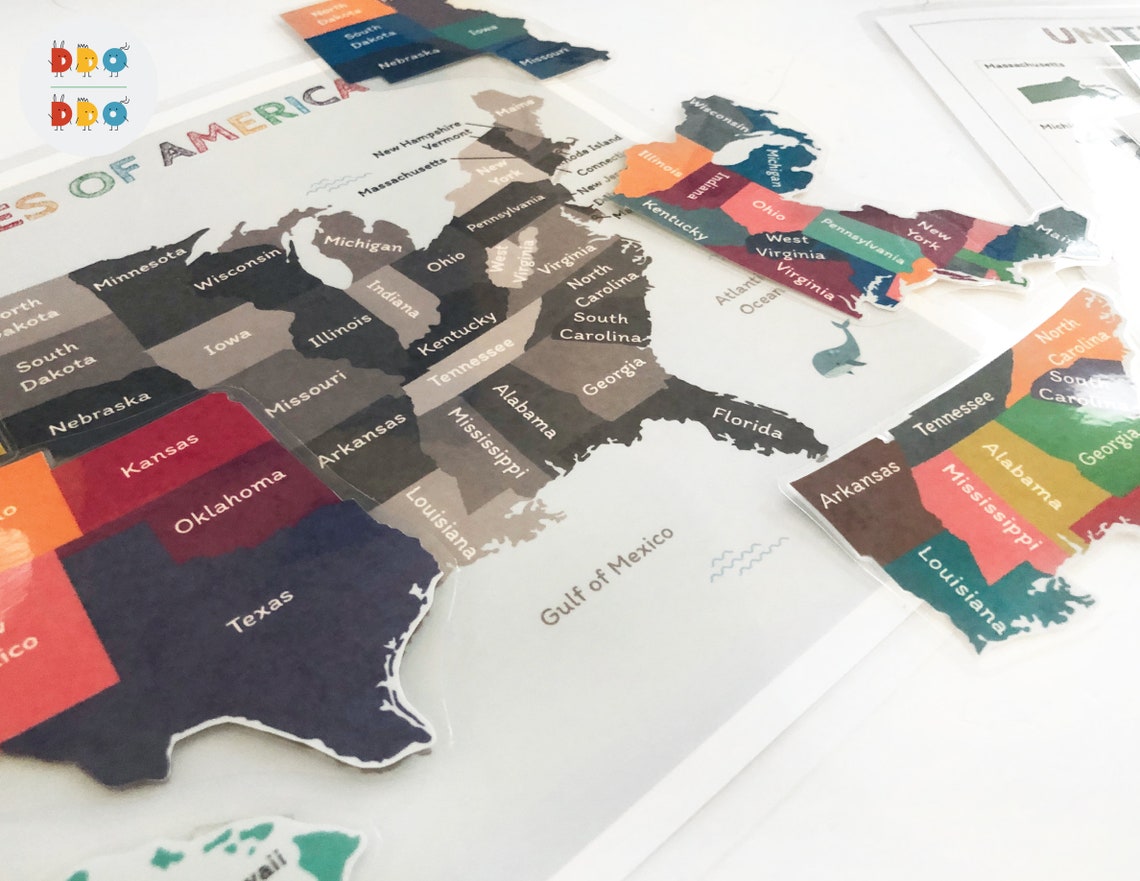 United States Map Puzzle, States and Capitals Activity Set, Printable ...