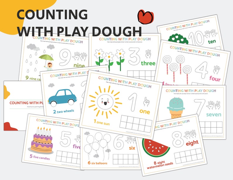 Play Dough Counting Mats, Contar con Play Dough, Aprender números ...