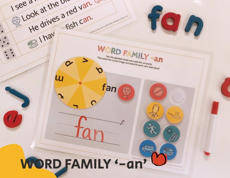 Word Family -an, CVC Reading Game, Beginning Phonics Activity, Learning ...