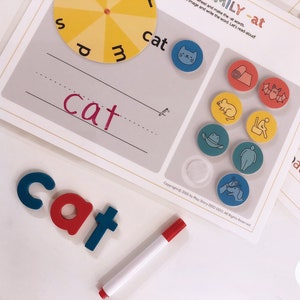 Word Family -at, CVC Reading Game, Beginning Phonics Activity, Learning ...