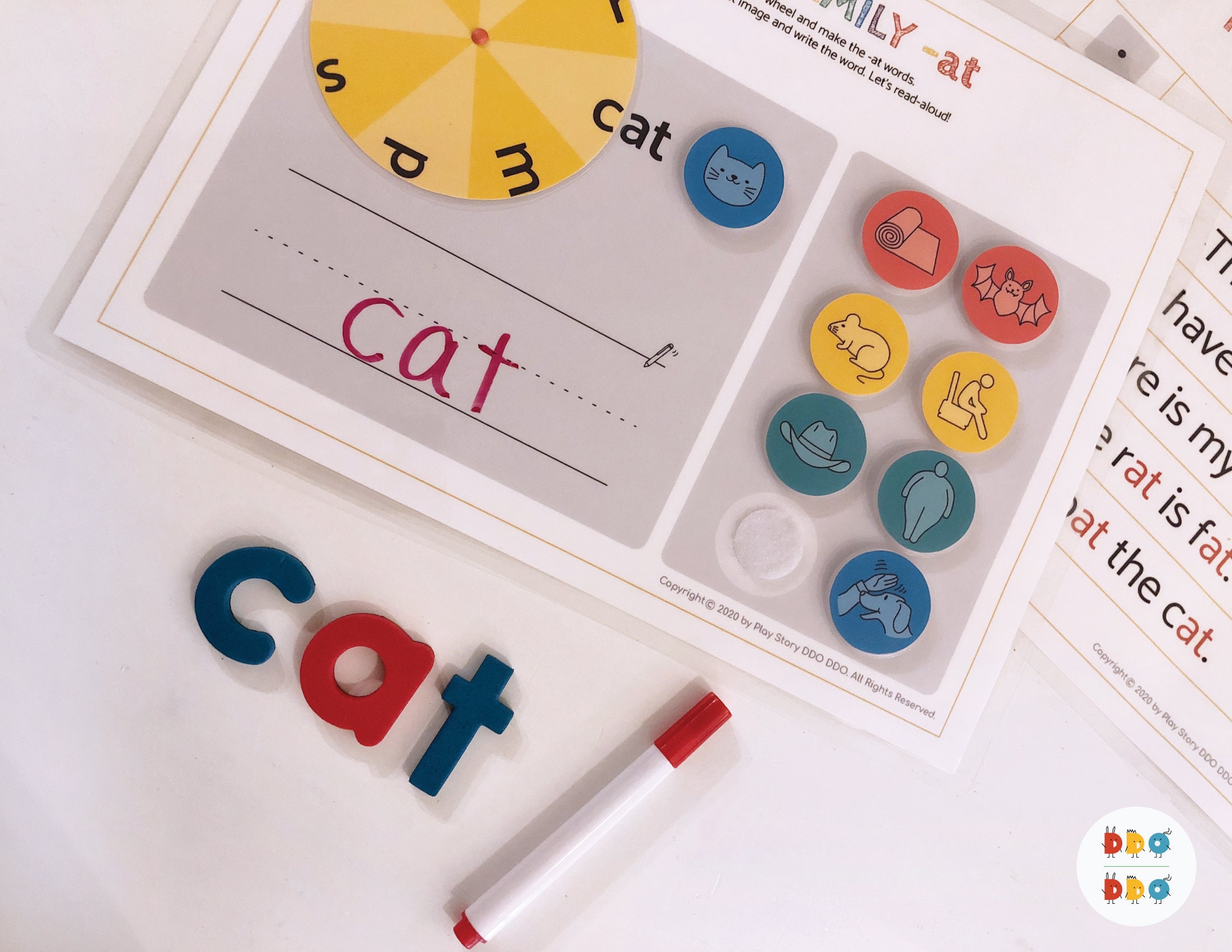 Word Family at, CVC Reading Game, Beginning Phonics Activity, Learning ...