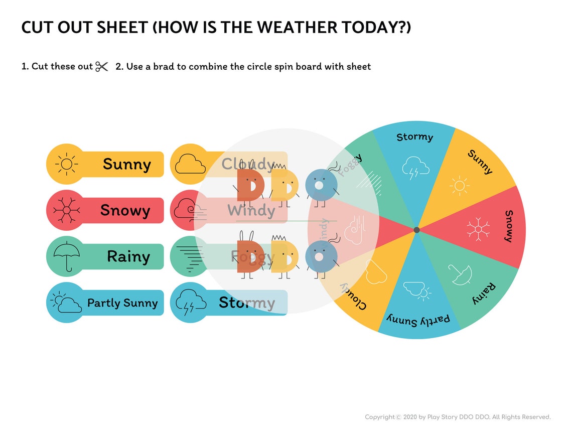 Weather Wheel Circle Time Printable Worksheets for Pre-k and - Etsy