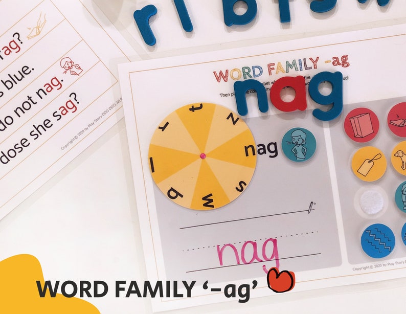 Word Family -ag, CVC Reading Game, Beginning Phonics Activity, Learning ...