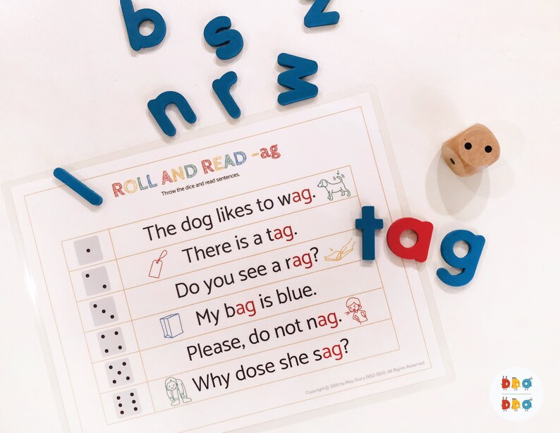 Word Family -ag, CVC Reading Game, Beginning Phonics Activity, Learning ...