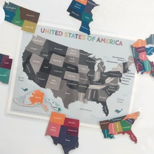 United States Map Puzzle, States and Capitals Activity Set, Printable ...