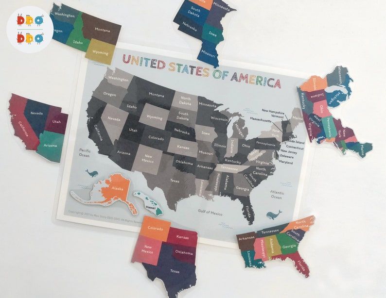 United States Map Puzzle, States and Capitals Activity Set, Printable ...