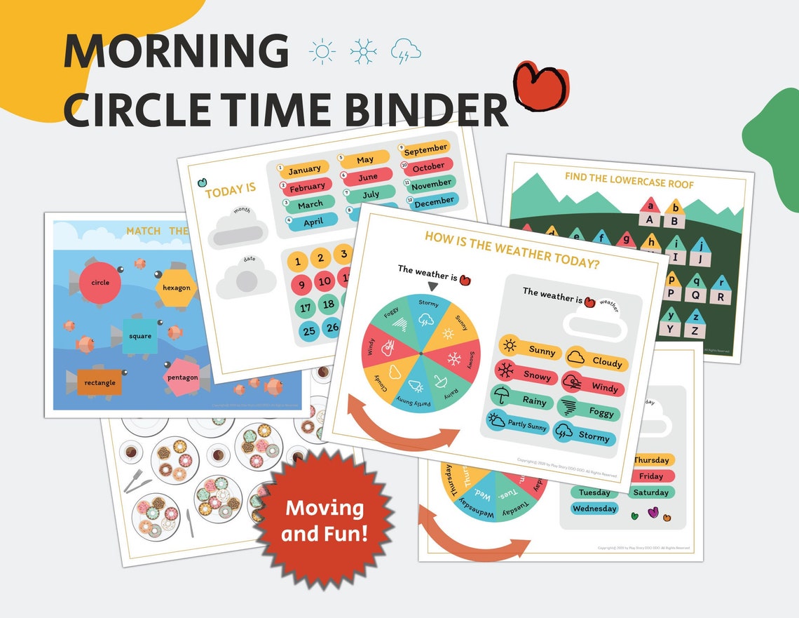 Circle Time Binder, Worksheets for Pre-k and K, Busy Book Printable ...
