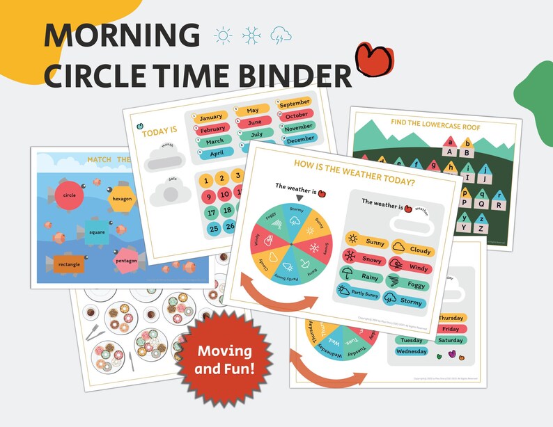 Circle Time Binder, Worksheets for Pre-k and K, Busy Book Printable ...