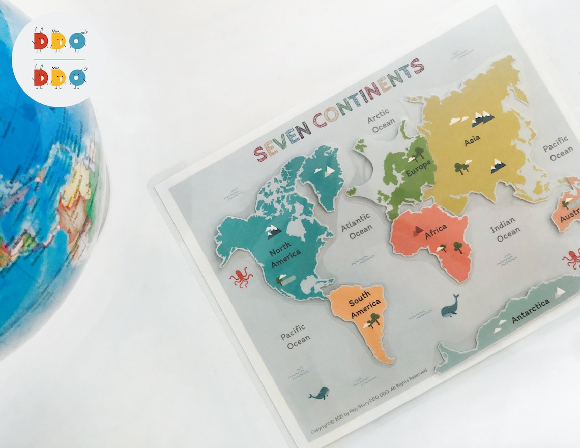 Seven Continents Puzzle, Printable World Map, World Continents ...