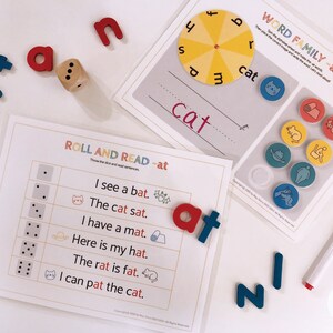 Word Family -at, CVC Reading Game, Beginning Phonics Activity, Learning ...