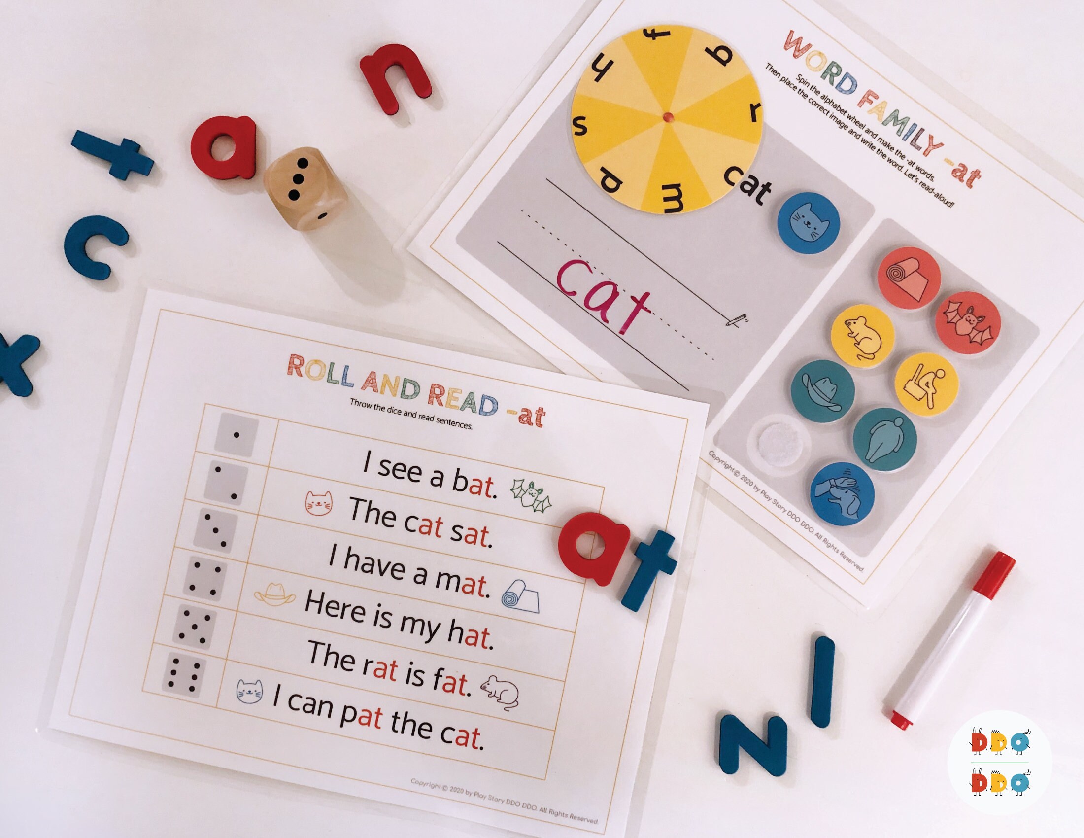 Word Family -at, CVC Reading Game, Beginning Phonics Activity, Learning ...