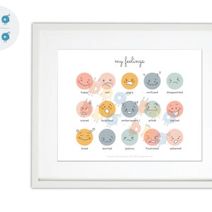 Feelings Chart,learning Feelings,emotions Poster,kids Room Deco ...