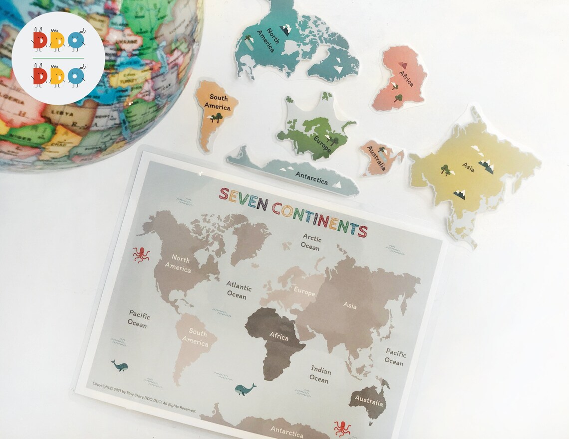Seven Continents Puzzle, Printable World Map, World Continents ...