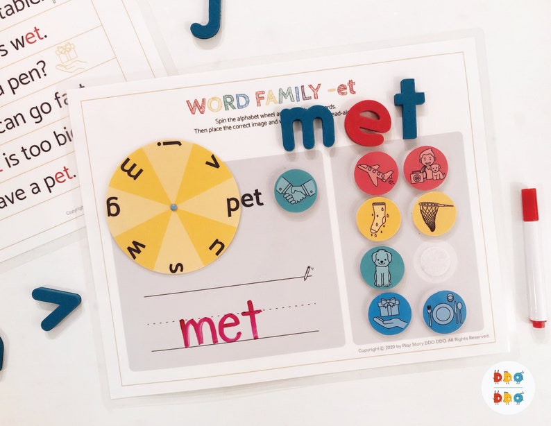 Word Family -et, CVC Reading Game, Beginning Phonics Activity, Learning ...