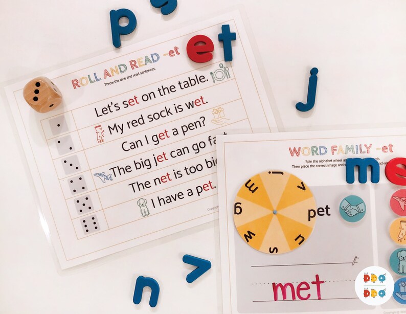 Word Family -et, CVC Reading Game, Beginning Phonics Activity, Learning ...