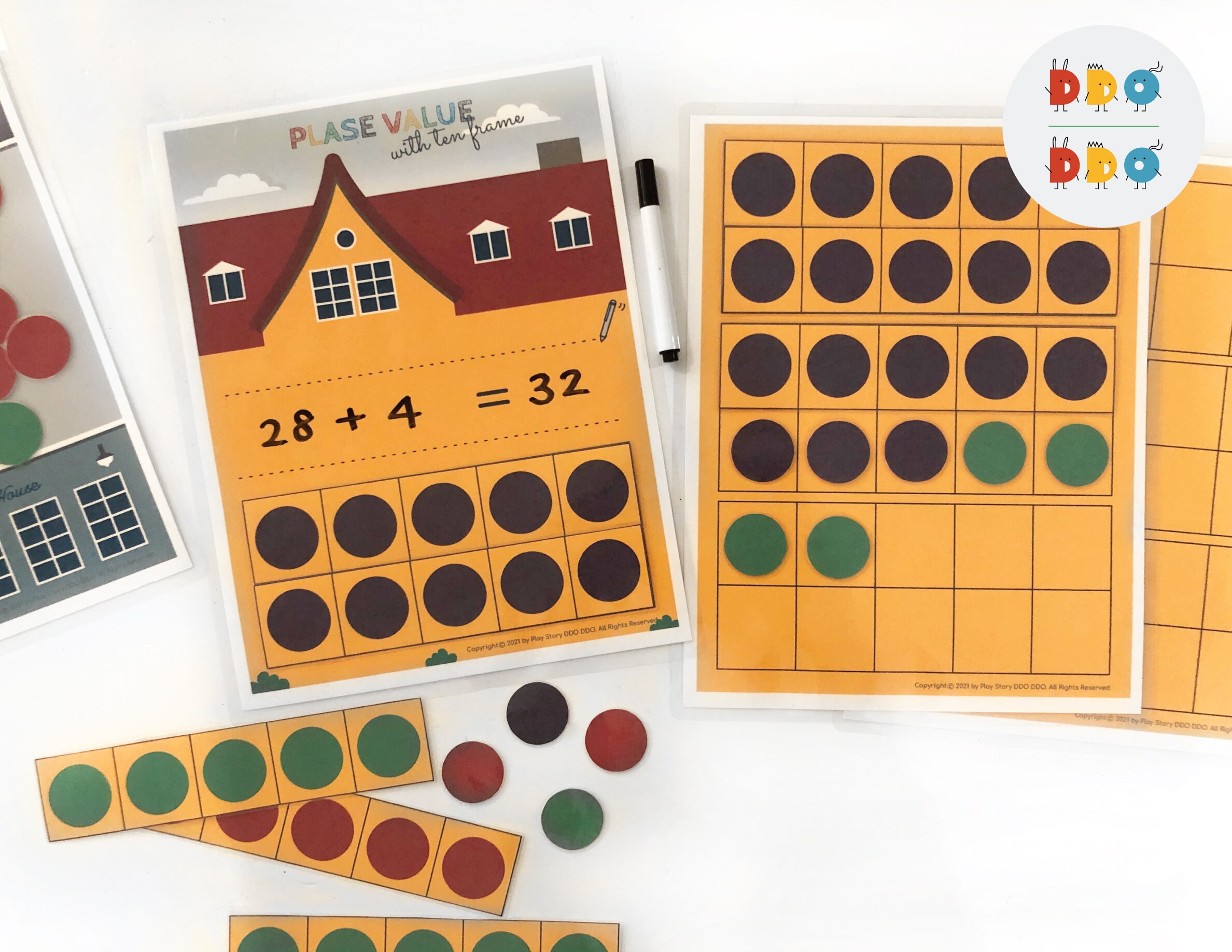Place Value Activity, Math Game, Printable Ten Frame, Math Worksheet ...