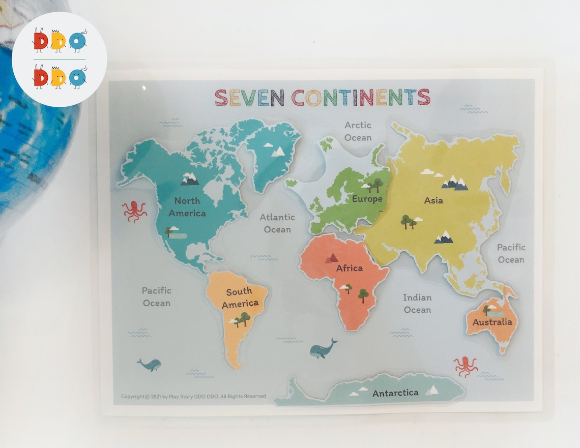 Seven Continents Puzzle, Printable World Map, World Continents ...