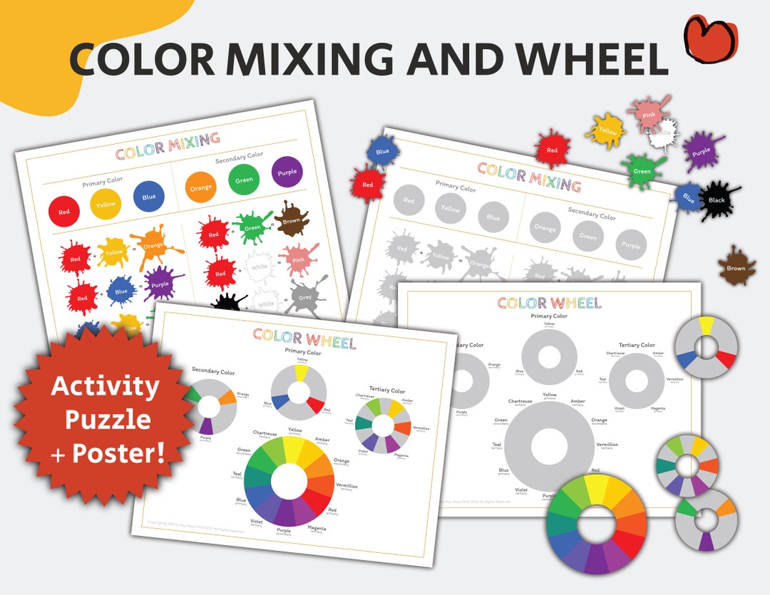 Color Mixing Guide, Color Wheel, Kids Art, Printable Color Chart Poster ...