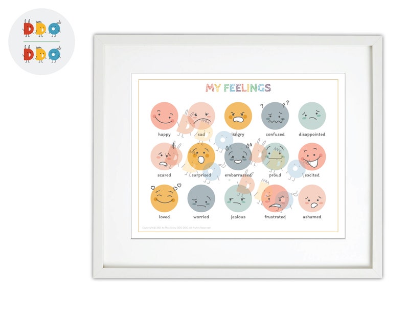 Feelings Chart,learning Feelings,emotions Poster,kids Room Deco ...