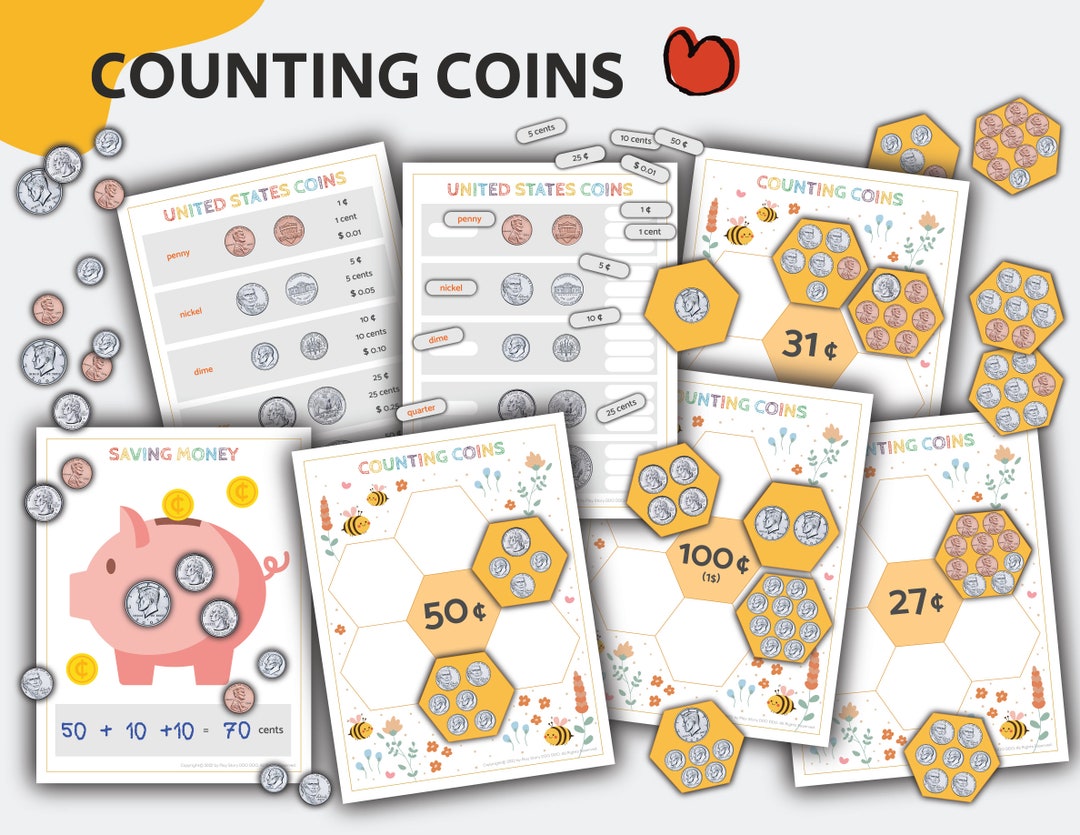 US Coins Counting, 1st Grade Math, Kindergarten Math Game, Learning ...