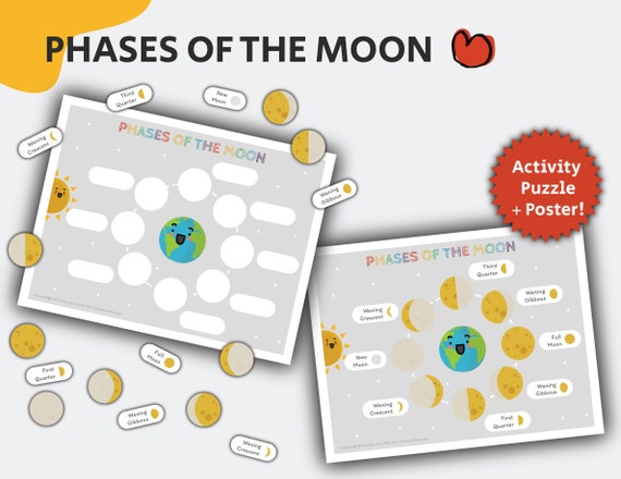 Phases of the Moon Puzzle Moon Phases Print Homeschool - Etsy