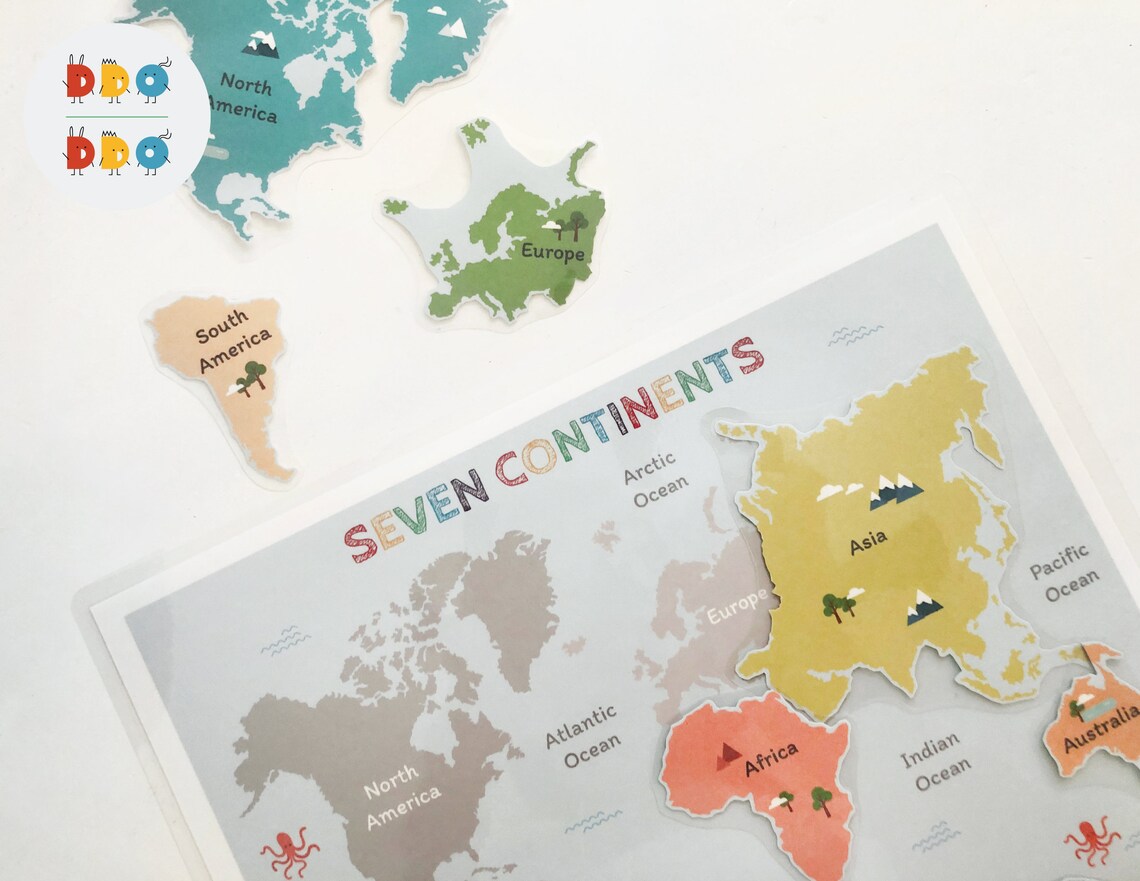 Seven Continents Puzzle, Printable World Map, World Continents ...