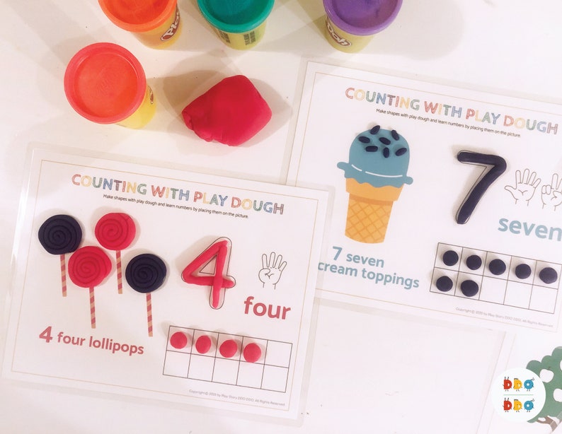 Play Dough Counting Mats, Contar con Play Dough, Aprender números ...