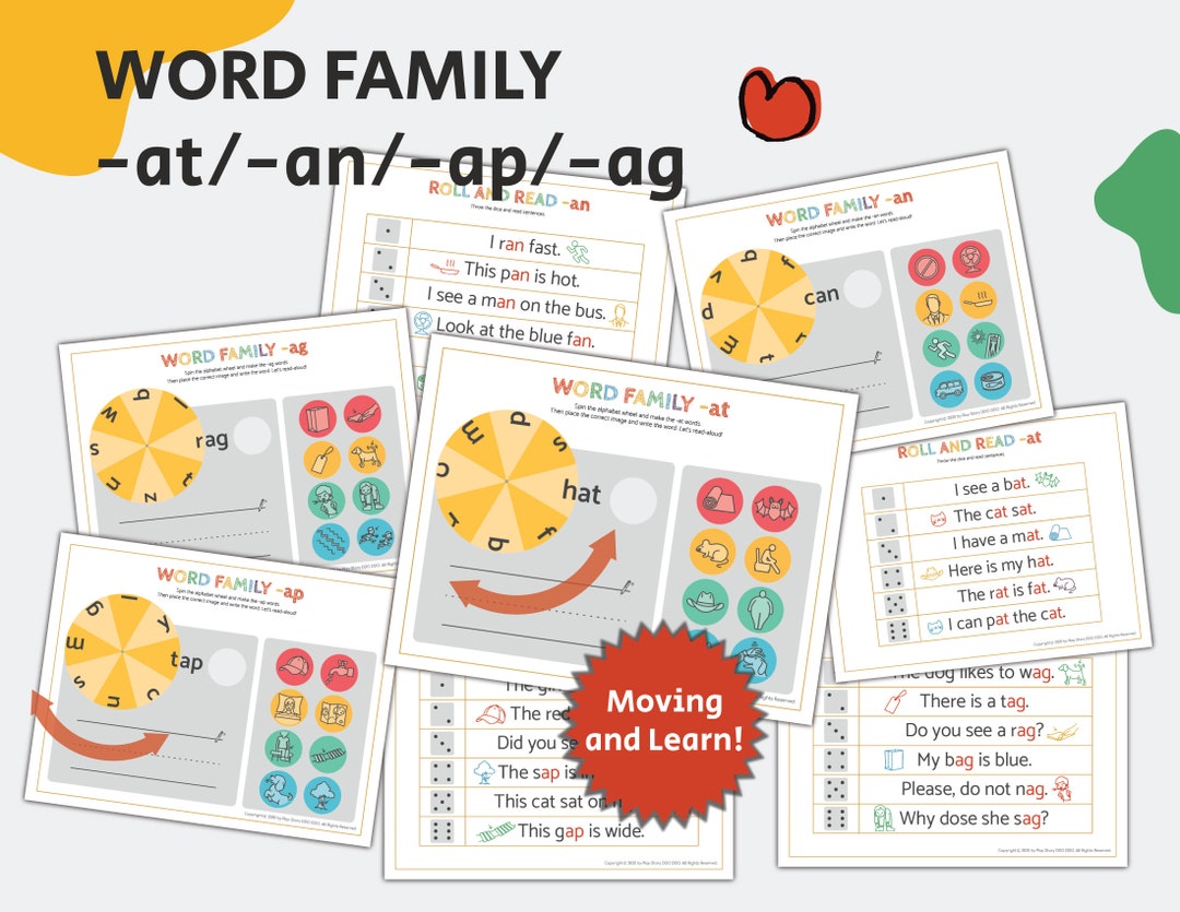 Word Family -at, -an, -ag, -ap, CVC Reading Game, Beginning Phonics ...