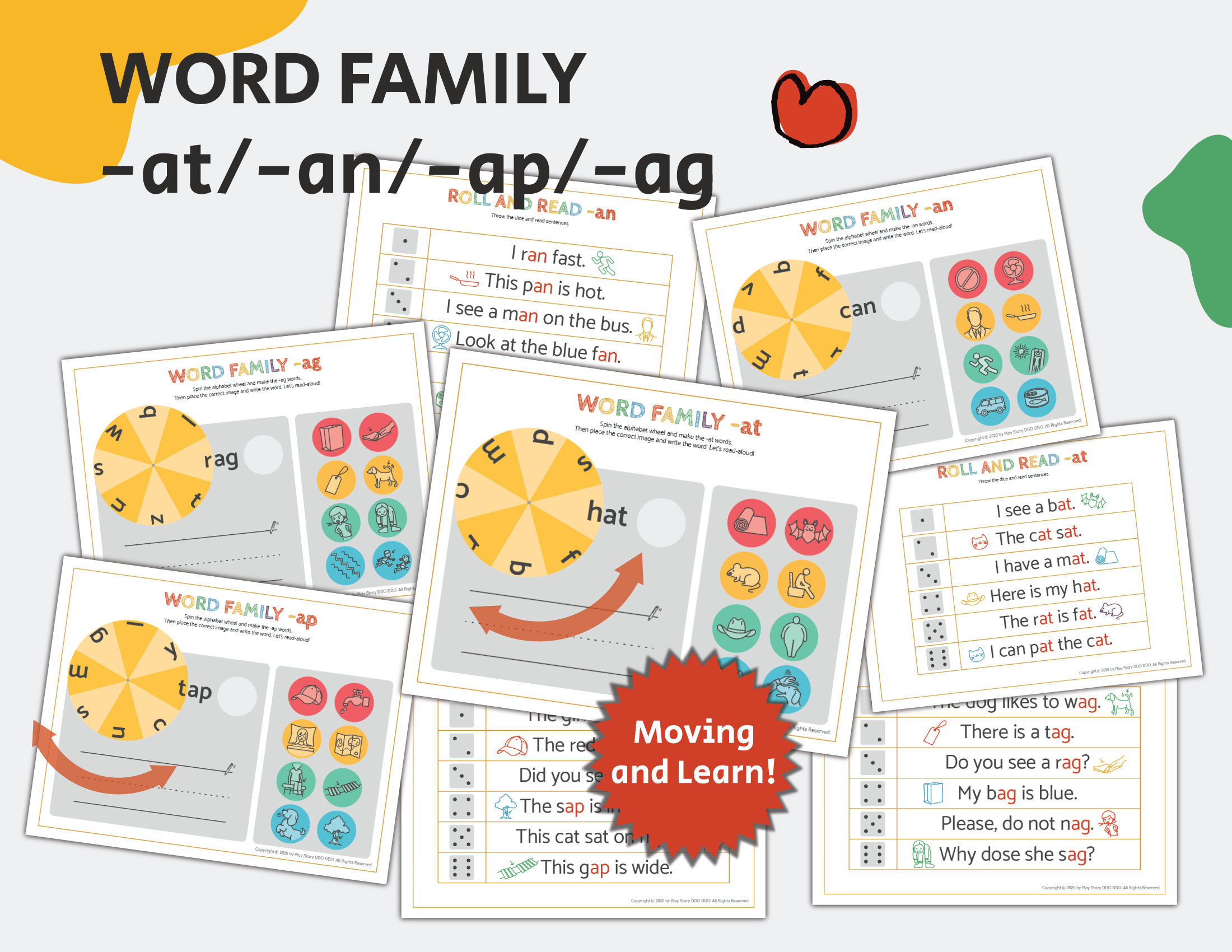 Word Family -at, -an, -ag, -ap, CVC Reading Game, Beginning Phonics ...