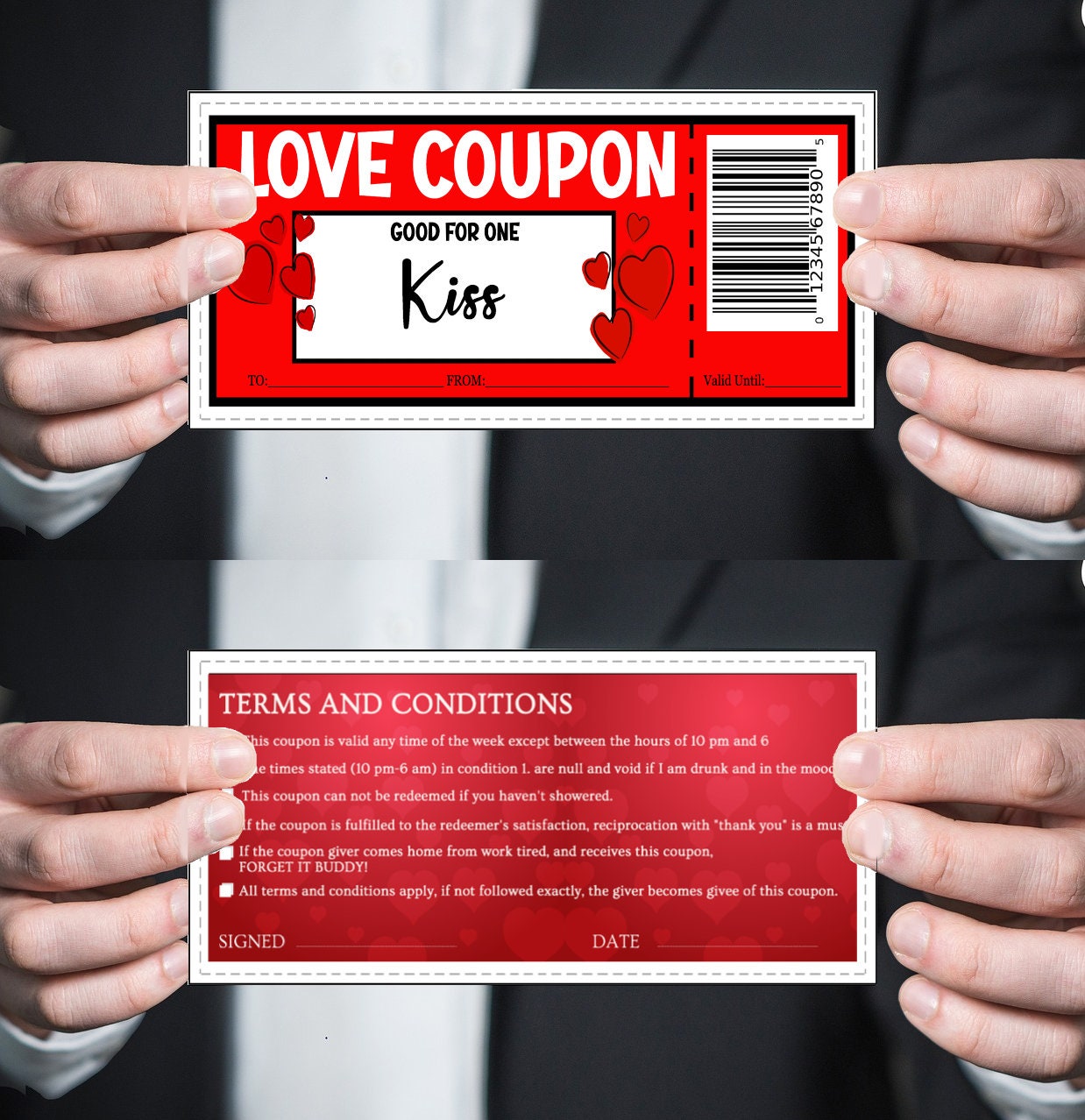 Love Coupon Kiss Gift Voucher Certificate - Etsy