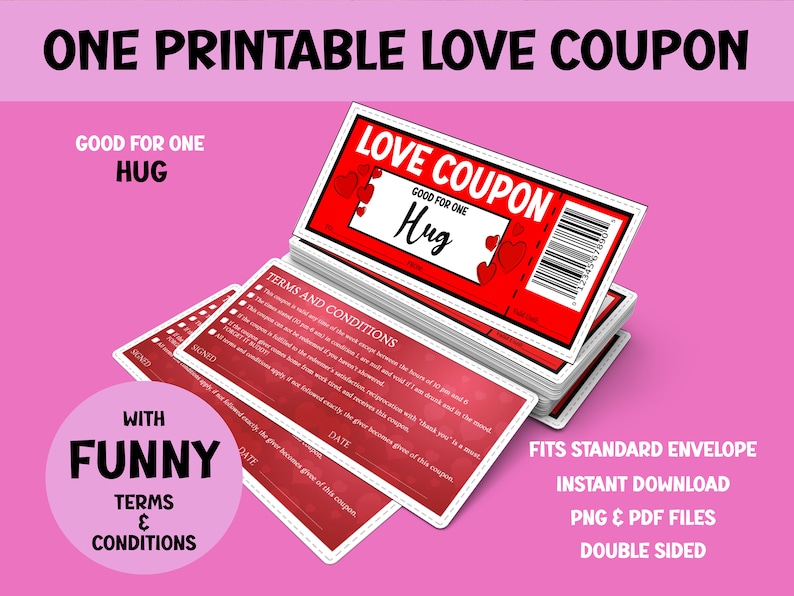 Love Coupon Hug Gift Certificate Voucher - Etsy
