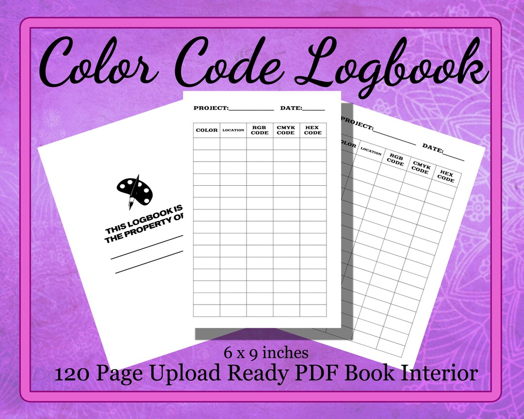 KDP Interior Color Code Logbook - Etsy