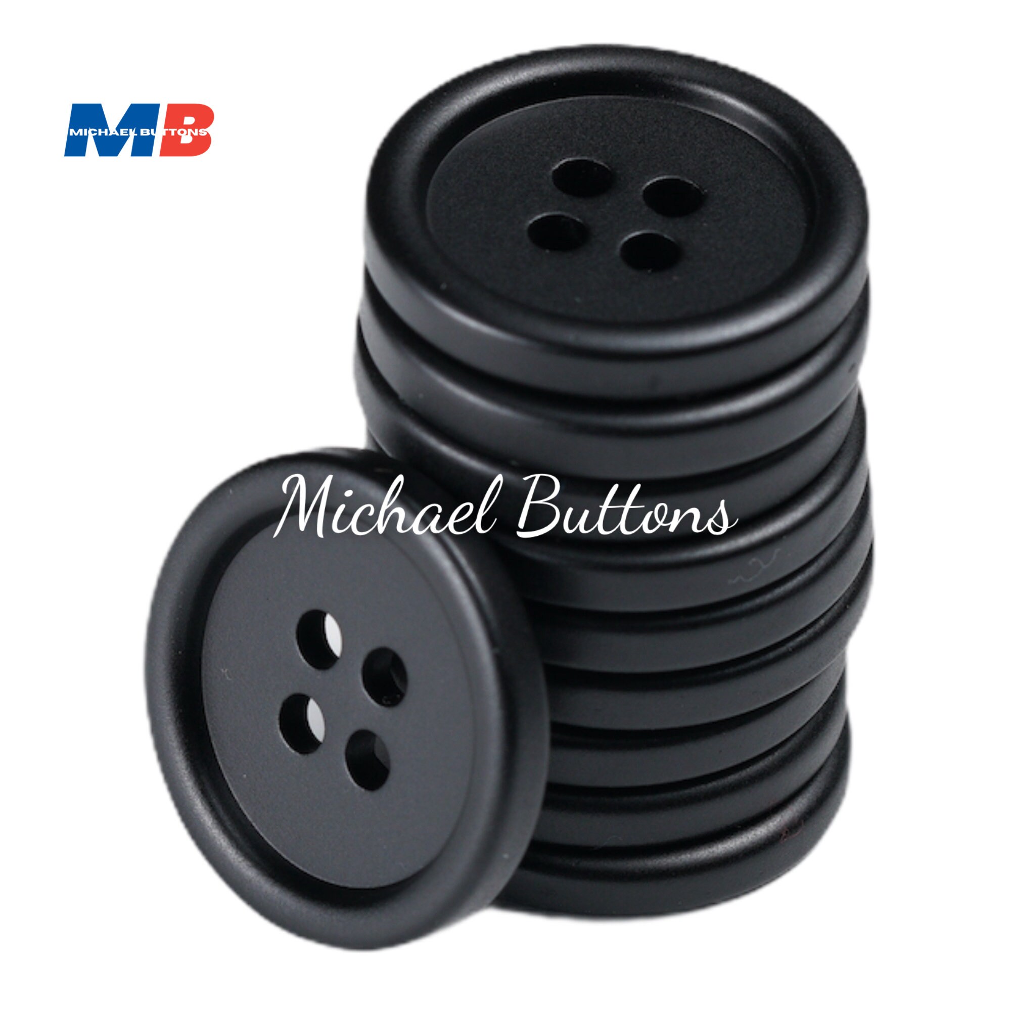 Michael Buttons 15mm 20mm 25mm 4holes Chalk Button Black Colour 24L 32L ...