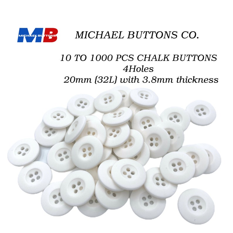 Michael Buttons 18mm 4holes Chalk Button White Colour 30L - Etsy