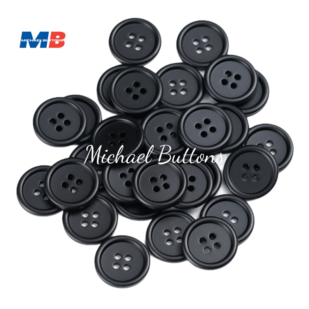 Michael Buttons 15mm 20mm 25mm 4holes Chalk Button Black Colour 24L 32L ...