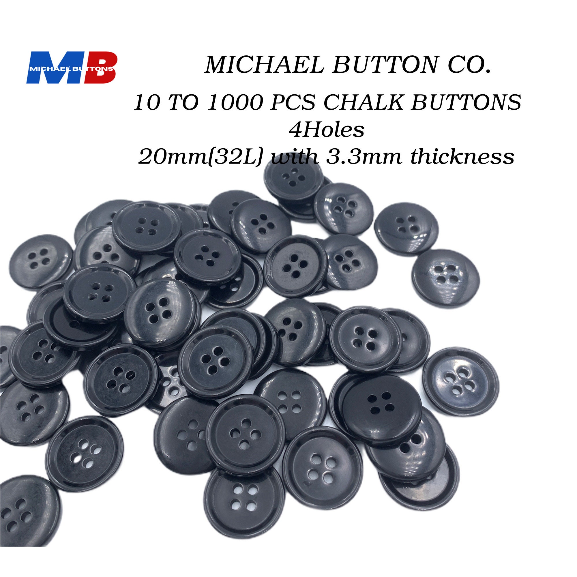 10 to 1000 Pcs 20mm Chalk Buttons 4holes Black Color - Etsy