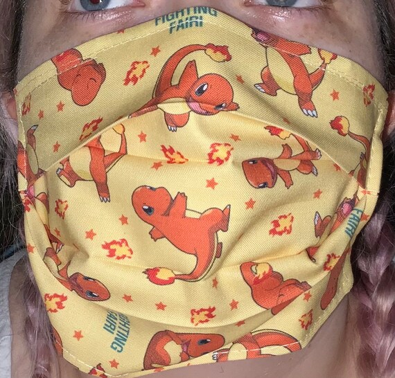 Face Covering Mask POKEMON CHARMANDER Adults Handmade. | Etsy
