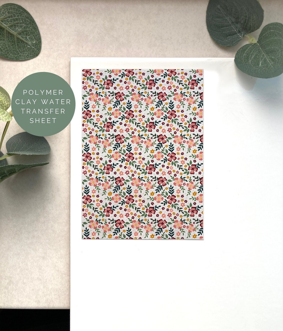 Transfer for Polymer Clay, Floral Pattern, Polymer Clay Transfer, Water ...