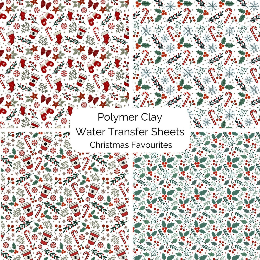 Water Transfer Decal for Polymer Clay, Christmas, Polymer Clay Decal ...