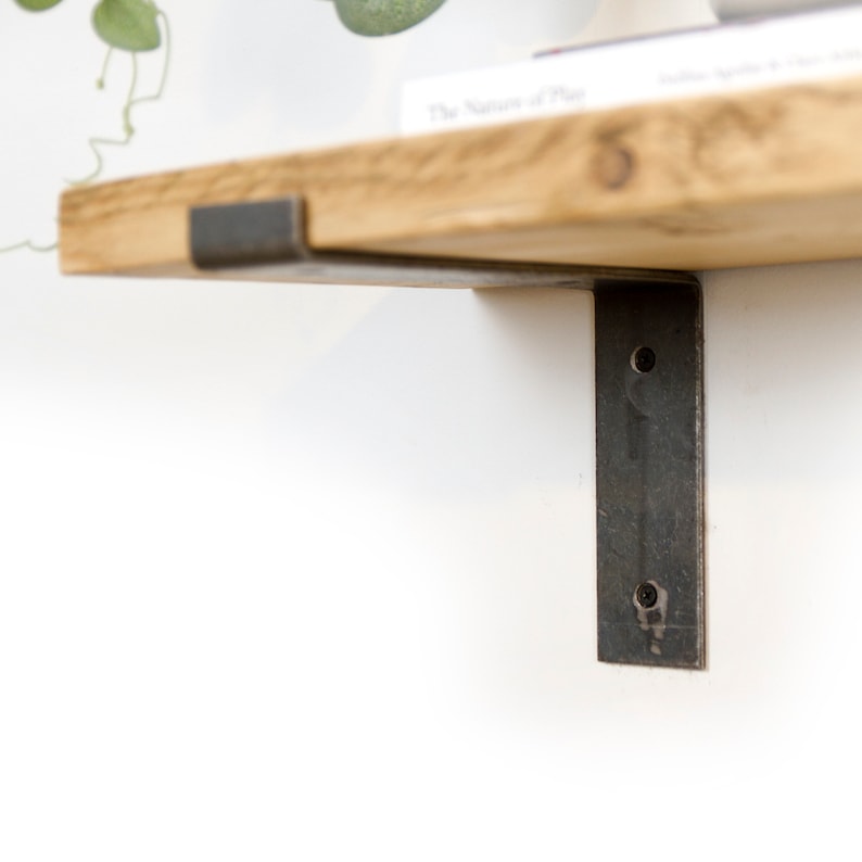 Reclaimed Rustic Shelf With Utility Steel Brackets Handcrafted - Etsy