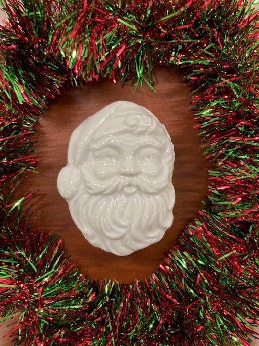 Vintage Santa Trinket Box White Ceramic Santa Claus Trinket Dish & Lid ...